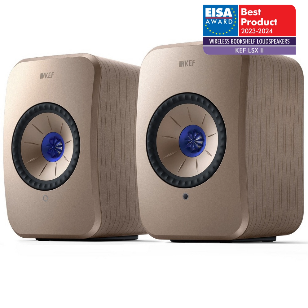KEF LSX II Bookshelf Speakers and KEF P1 Desk Pad Bundle | Melbourne Hi Fi